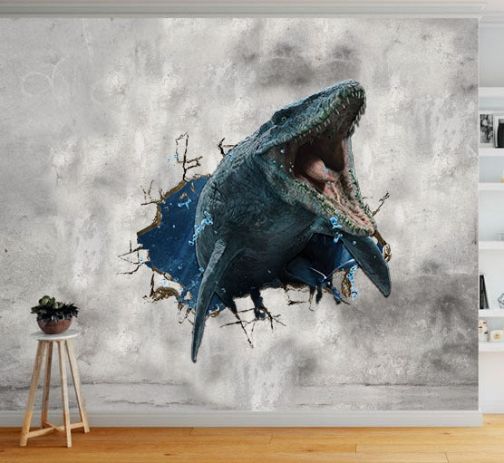 mosasaurus crack wall decal dinosaurs lover – Camellia Print