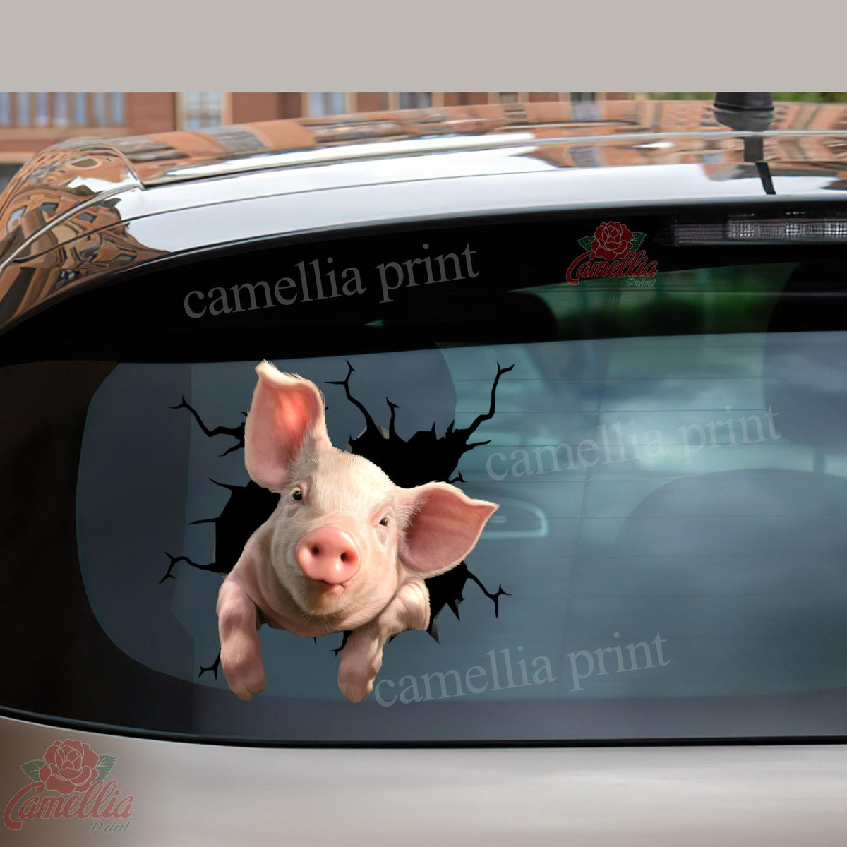 pig crack sticker animals lover – Camellia Print