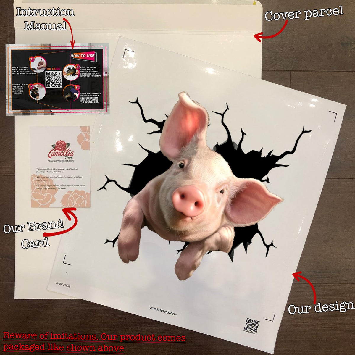 pig crack sticker animals lover – Camellia Print